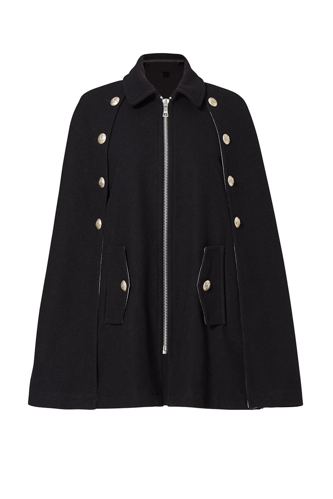 Black Military Button Cape by See by Chloe for $112 | Rent the Runway