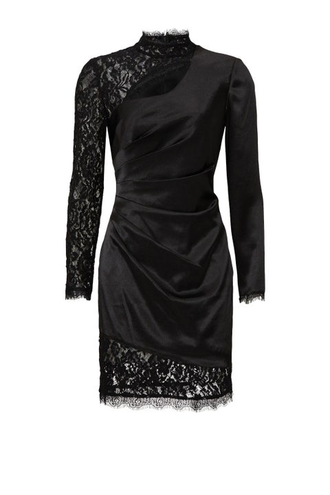 Black Lace Satin Dress by Aidan AIDAN MATTOX | Rent the Runway