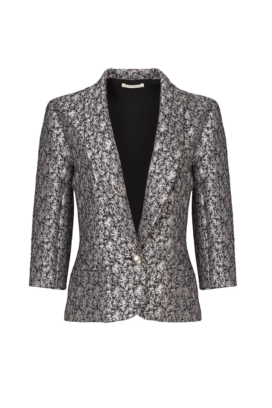 Silver Jacquard Blazer by Paper Crown for $50 | Rent the Runway