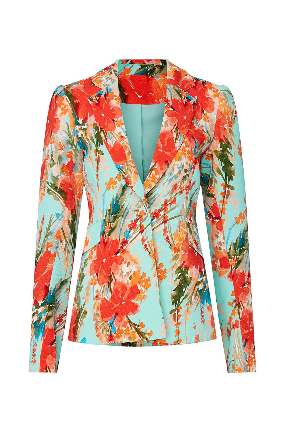Aqua Multi Print Blazer by Badgley Mischka for $85 | Rent the Runway