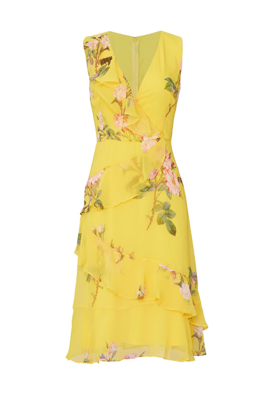 Yellow Ruffle Dress by Adrianna Papell for $30 | Rent the Runway