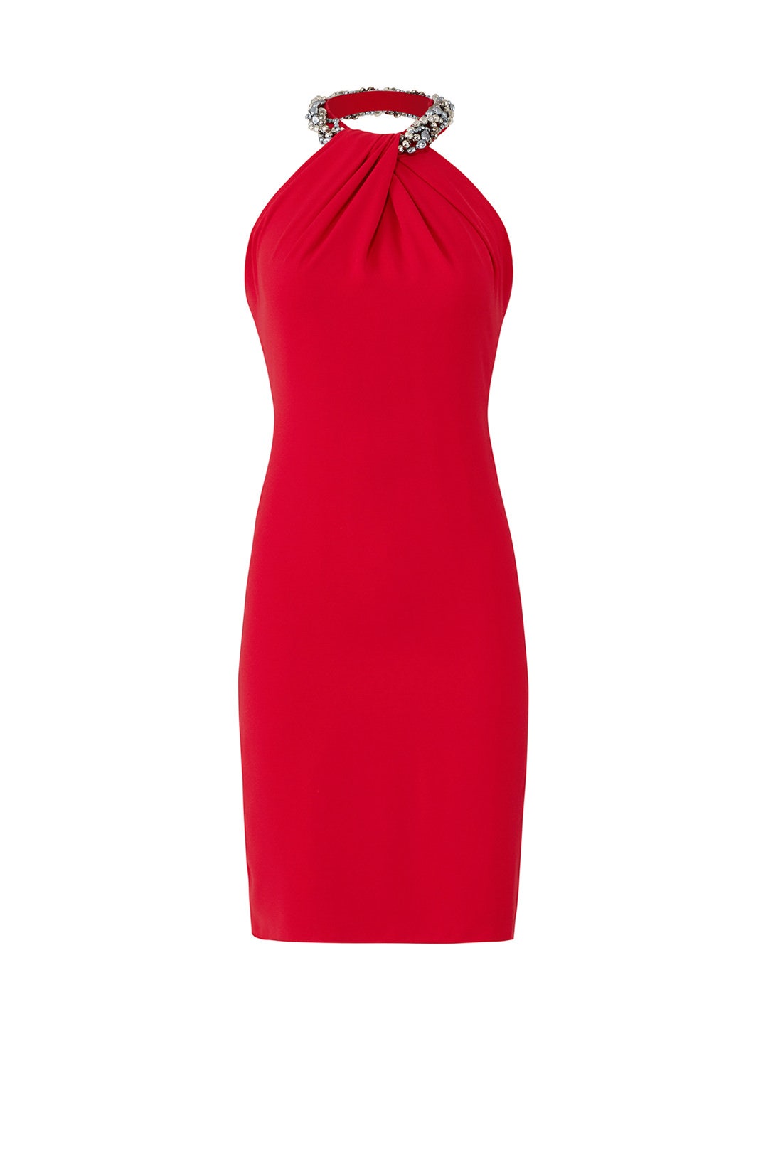 Red Beaded Toga Dress by Carmen Marc Valvo | Rent the Runway