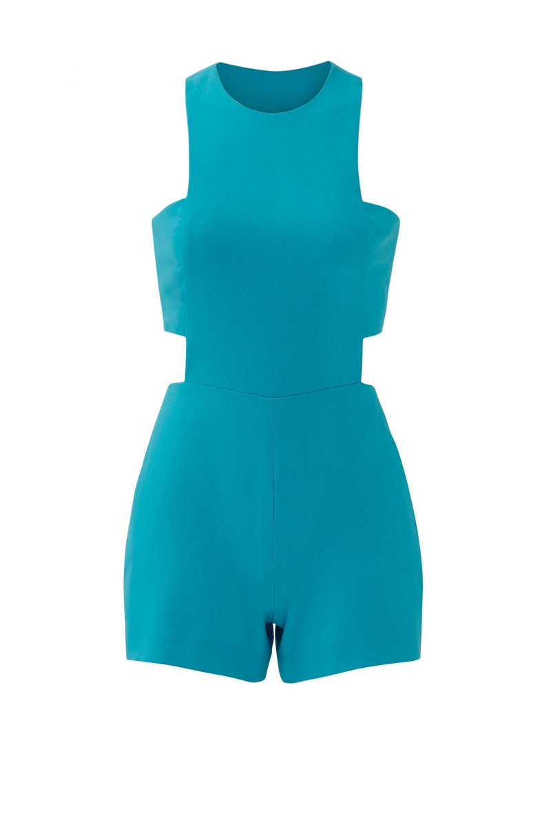 Turquoise Bandeau Cut Romper by Nicole Miller | Rent the Runway
