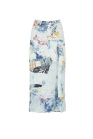 Upcycled Bleached Denim Midi Skirt by Nigel Xavier | Rent the Runway
