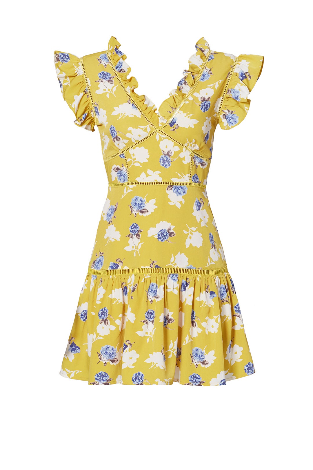 Yellow Floral Ruffle Dress by J.O.A. | Rent the Runway
