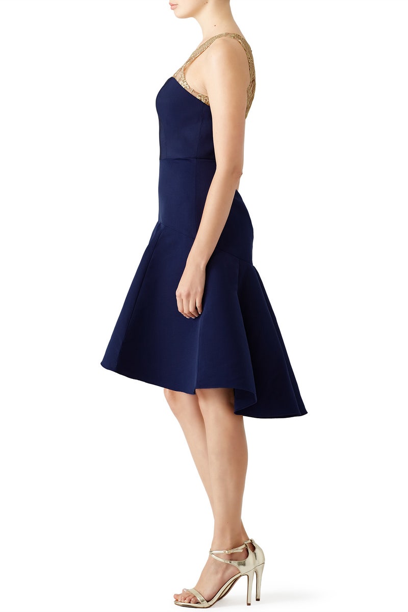 Navy Golden Arch Dress by Marchesa Notte | Rent the Runway