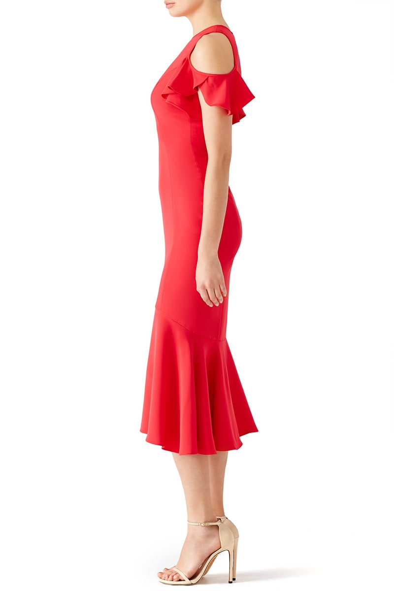 Geranium Ruffle Dress by Theia | Rent the Runway