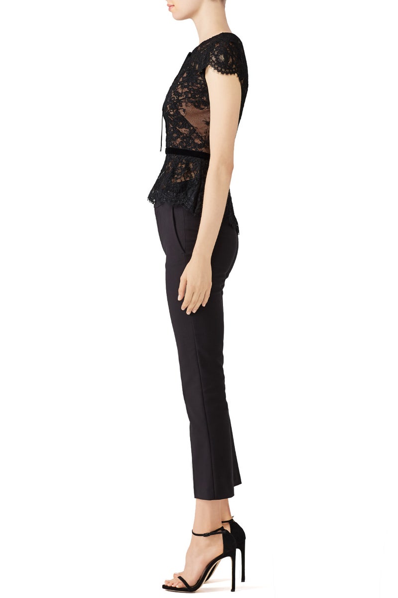 Black Lace Keyhole Top by Marchesa Notte | Rent the Runway
