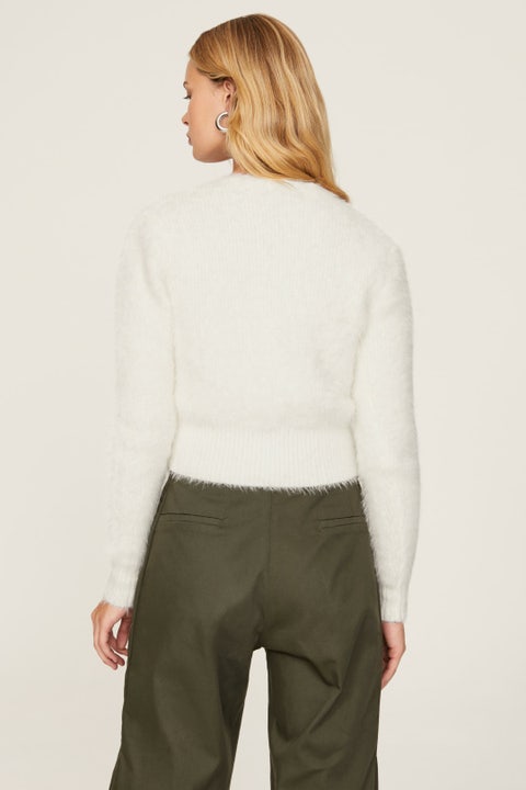 White Fuzzy Cardigan by Slate & Willow | Rent the Runway