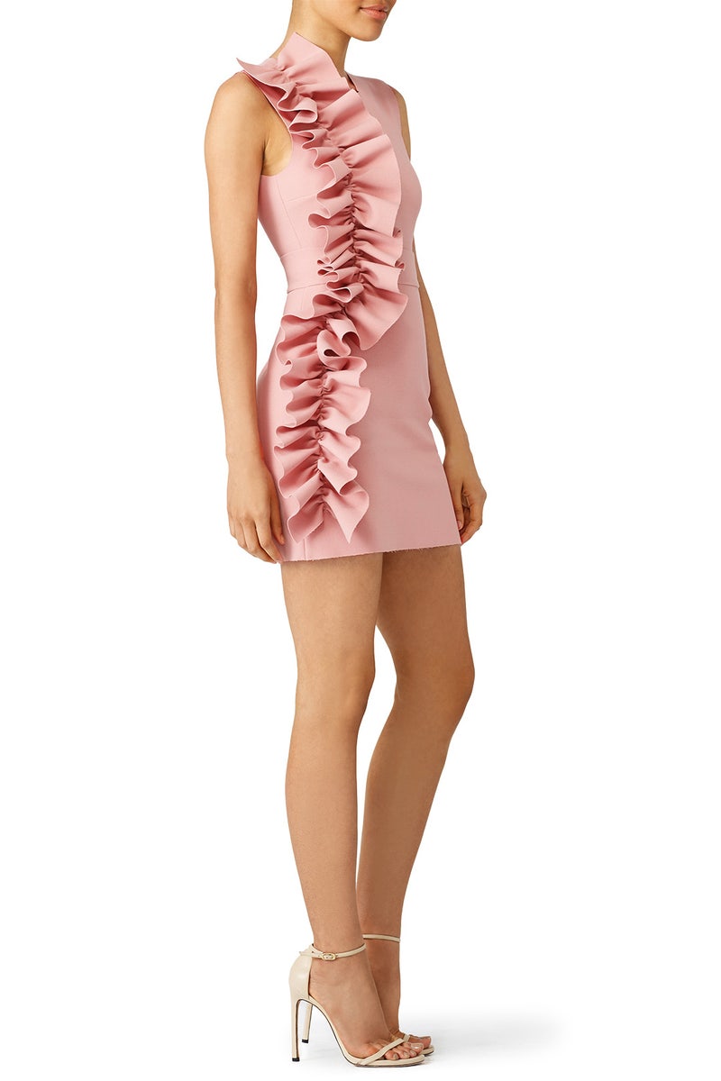 Pink Side Ruffle Dress by MSGM | Rent the Runway