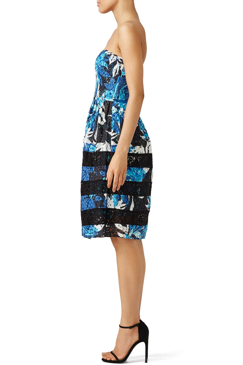 Blue Floral Lace Panel Dress by Parker | Rent the Runway