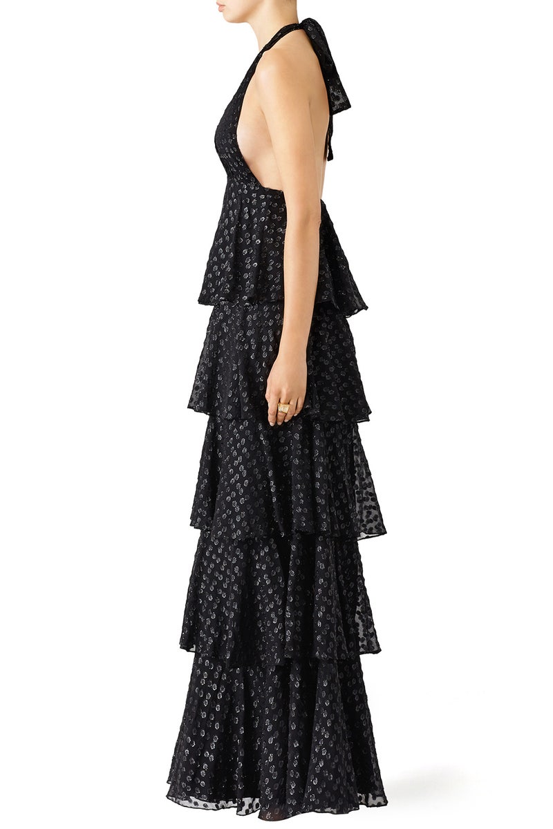 Black Dotted Isabel Gown by Jill Jill Stuart | Rent the Runway