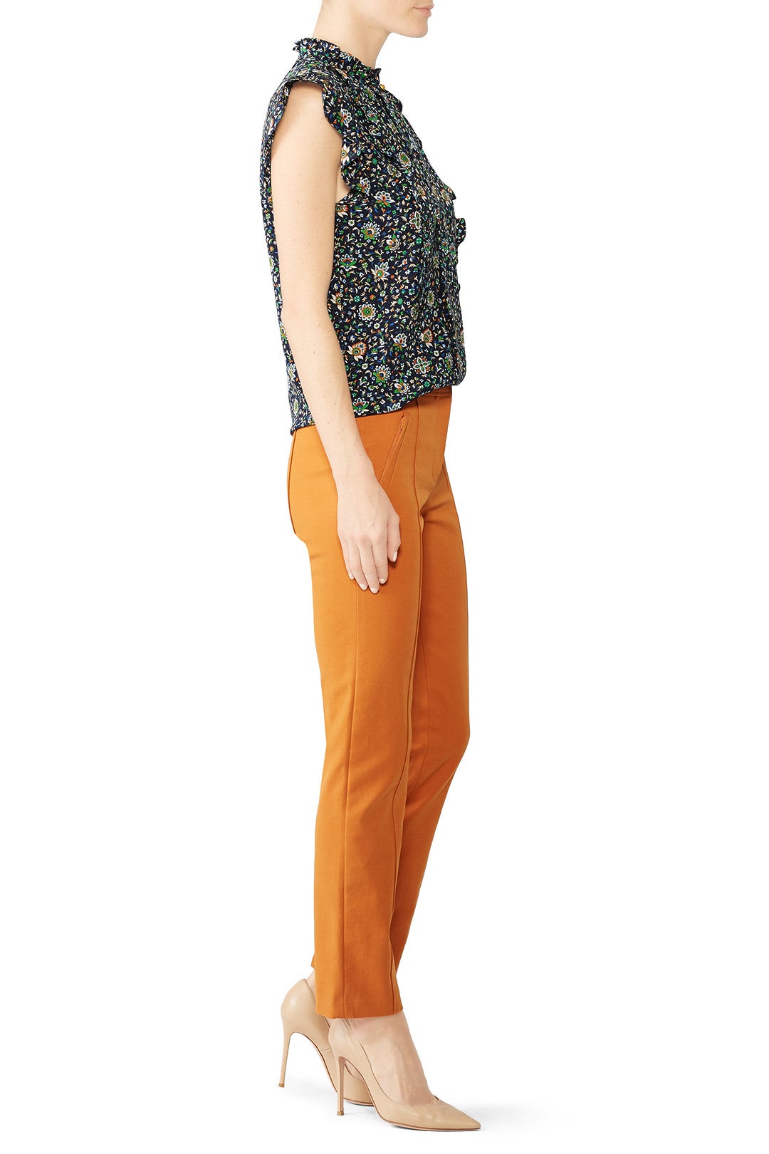 Printed Ruffle Shell Top by Tory Burch | Rent the Runway