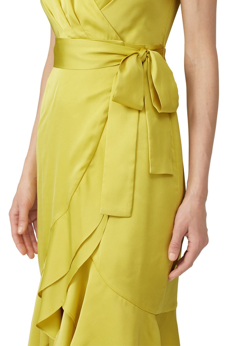 Light Chartreuse Wrap Dress by Great Jones | Rent the Runway