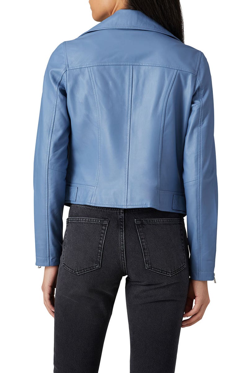 Blue Classic Leather Moto Jacket by Slate & Willow | Rent the Runway