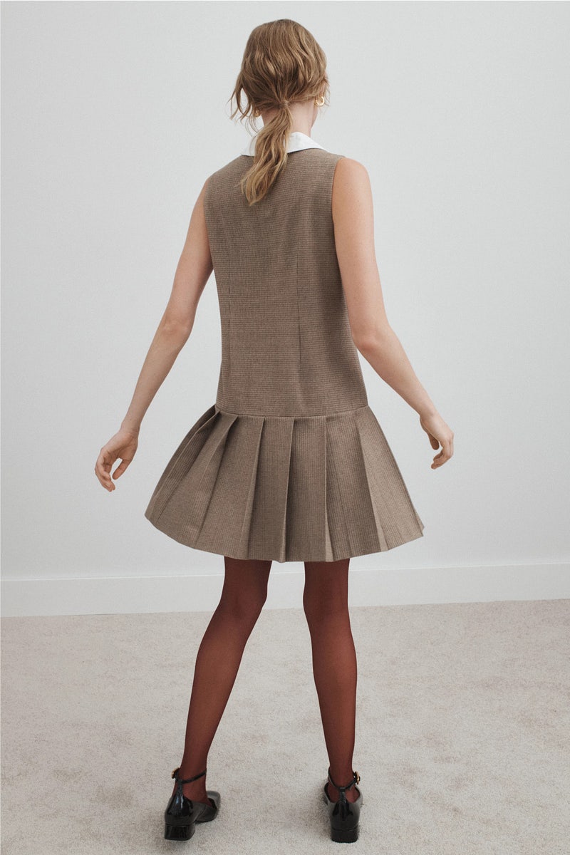 Sleeveless Button Down Box Pleat Mini Dress by CeCe | Rent the Runway