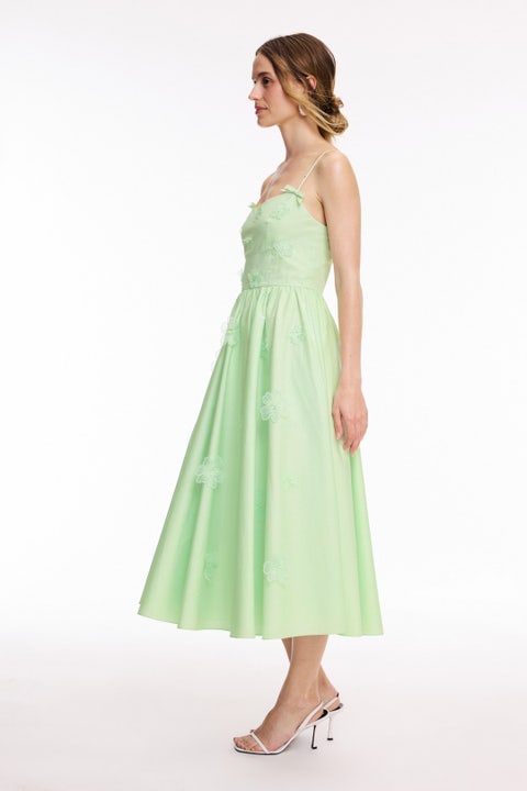 Green Cotton Flower Midi Dress by Self-Portrait | Rent the Runway