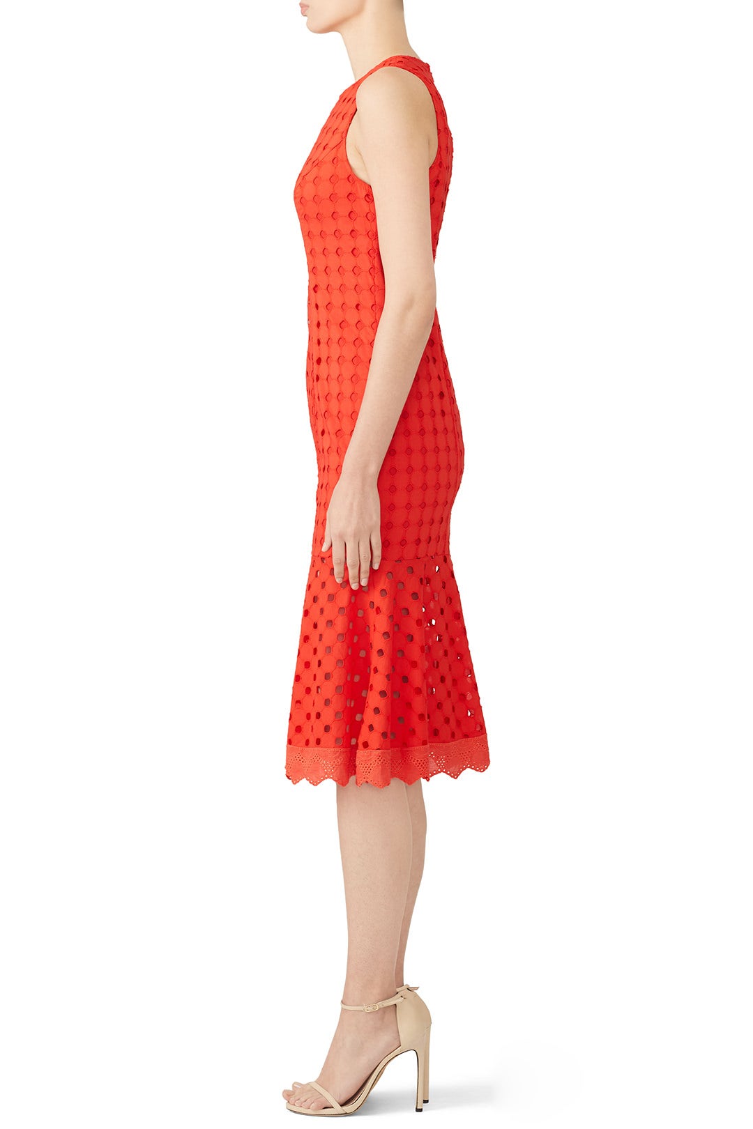 Red Eyelet Flounce Dress by Donna Morgan | Rent the Runway