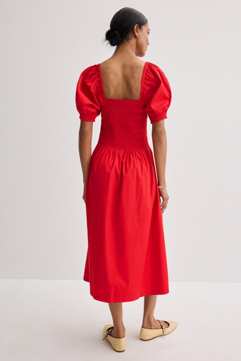 Smocked Puff Sleeve Midi Dress by Madewell | Rent the Runway