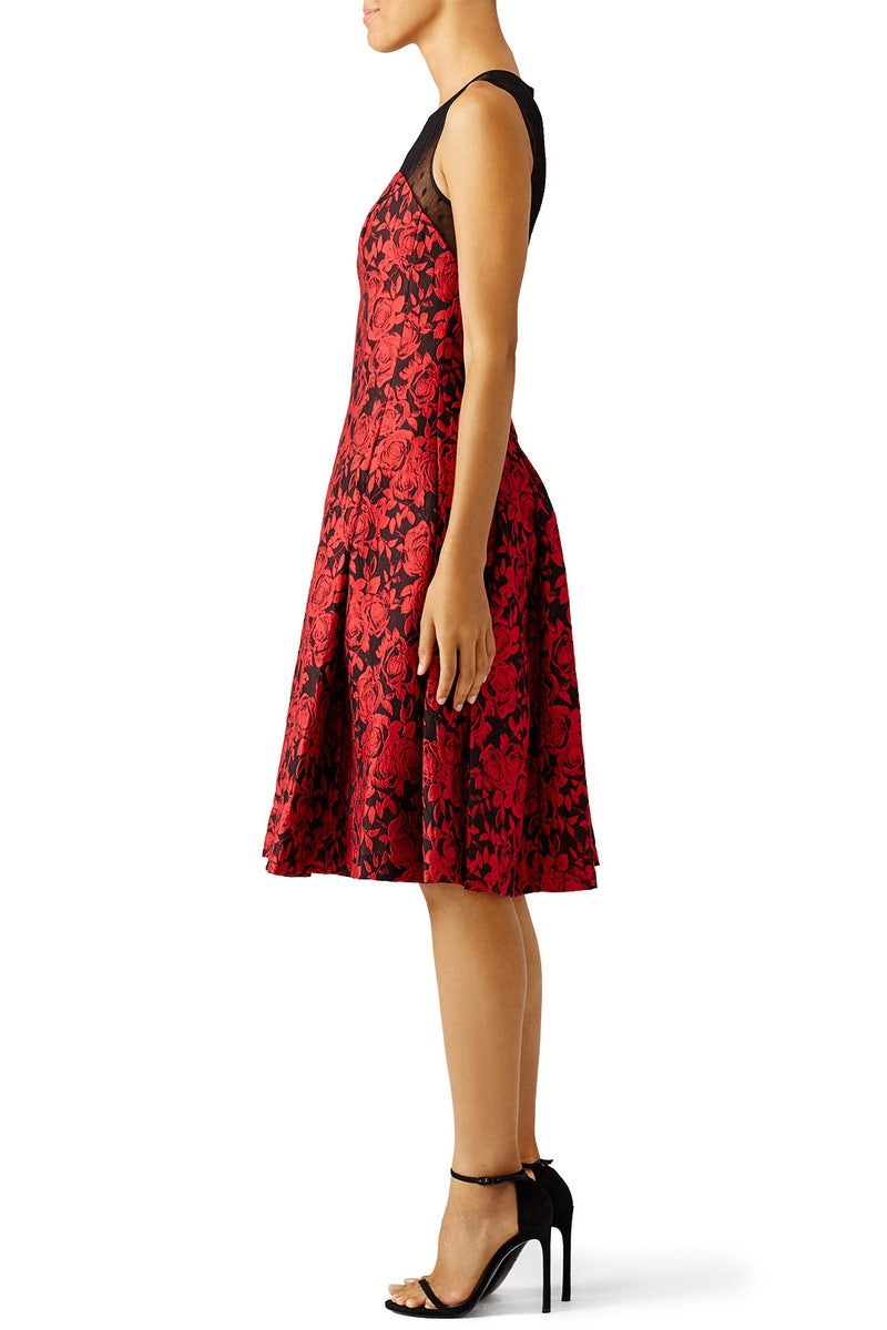 Burning Red Florals Dress by Carmen Marc Valvo | Rent the Runway