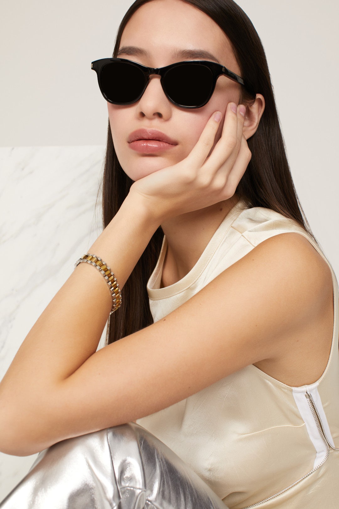Black Oversized Sunglasses By Saint Laurent Rent The Runway