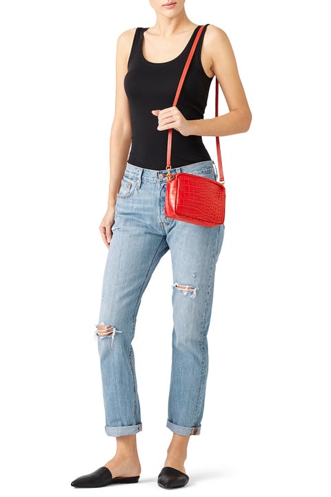 Red Croc Mini Sac by Clare V. | Rent the Runway