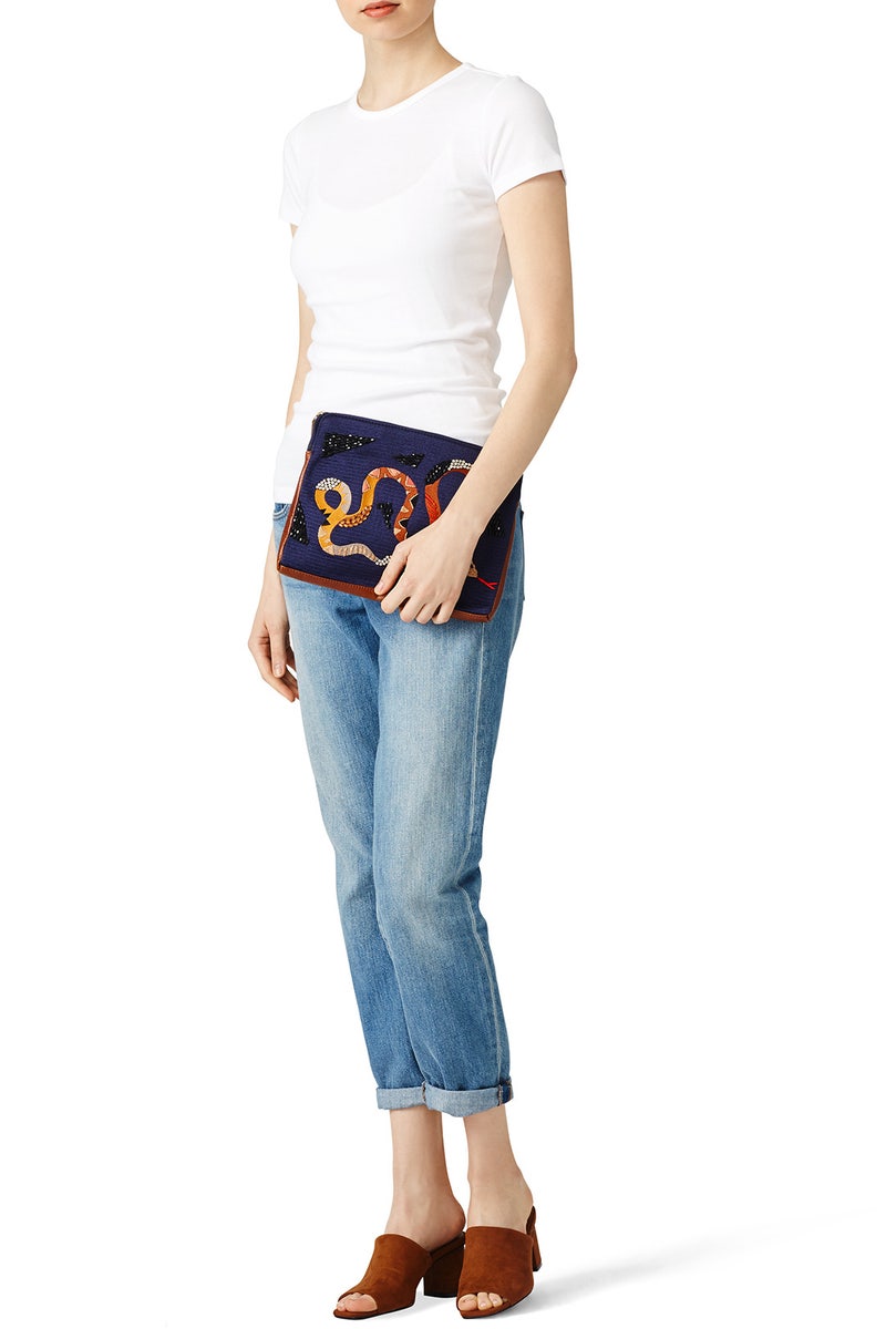 Rattlesnake Safari Clutch by Lizzie Fortunato | Rent the Runway