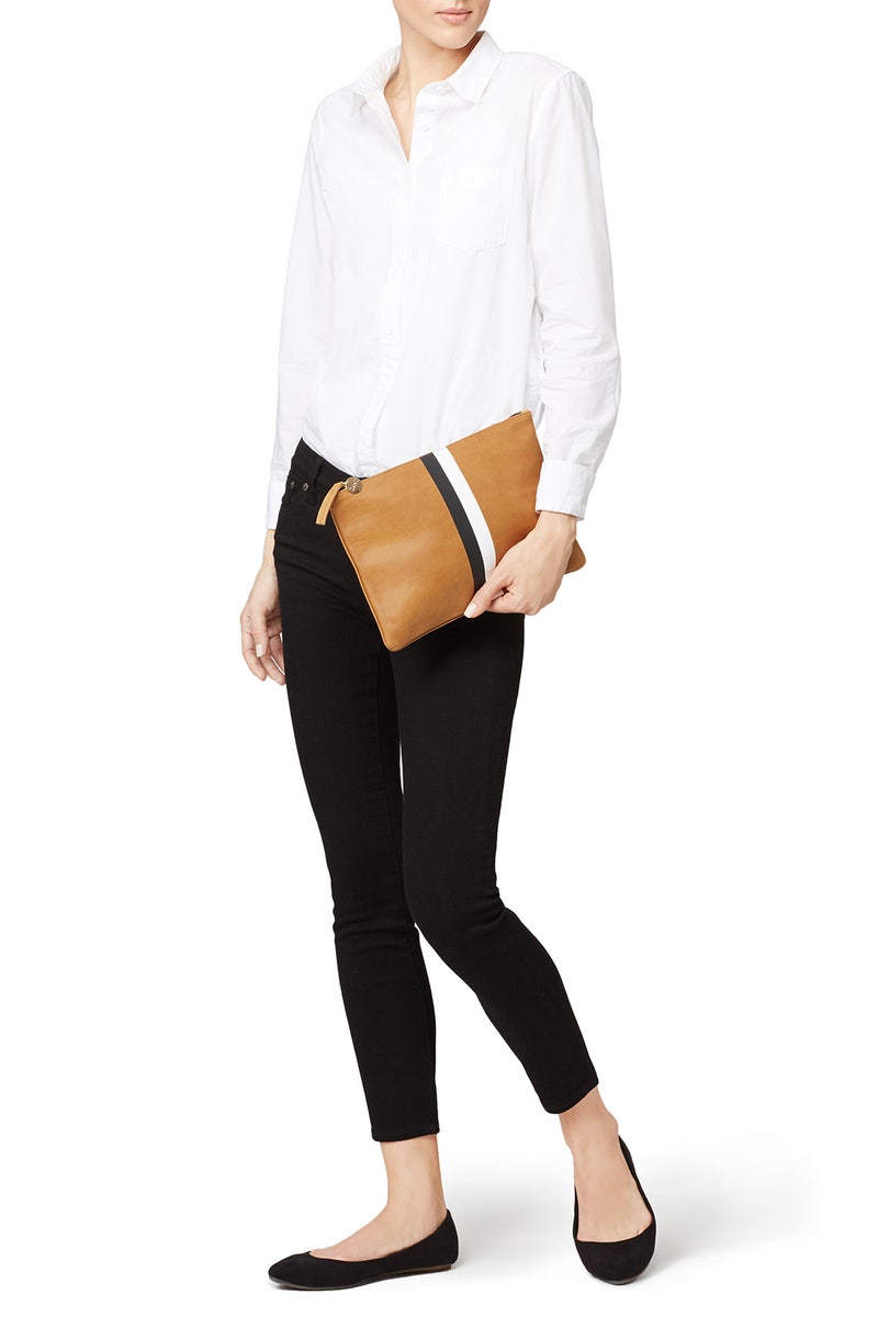 Caramel Flat Clutch by Clare V. | Rent the Runway